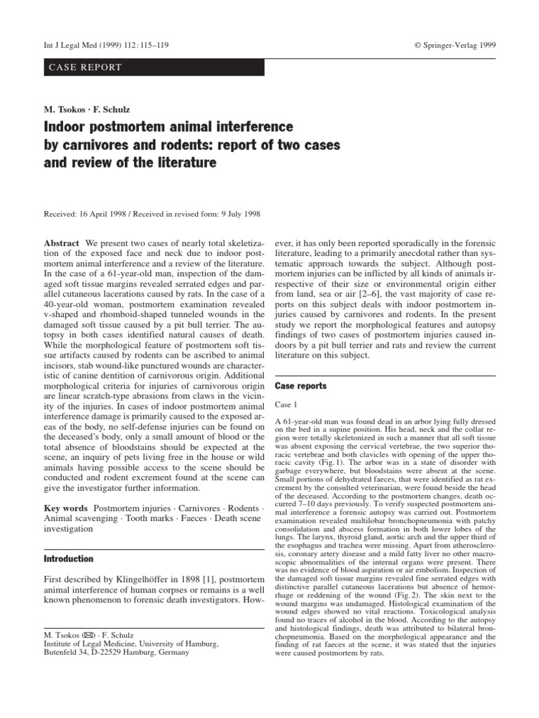 Indoor Postmortem Animal Interference by Carnivores and Rodents: Report ...
