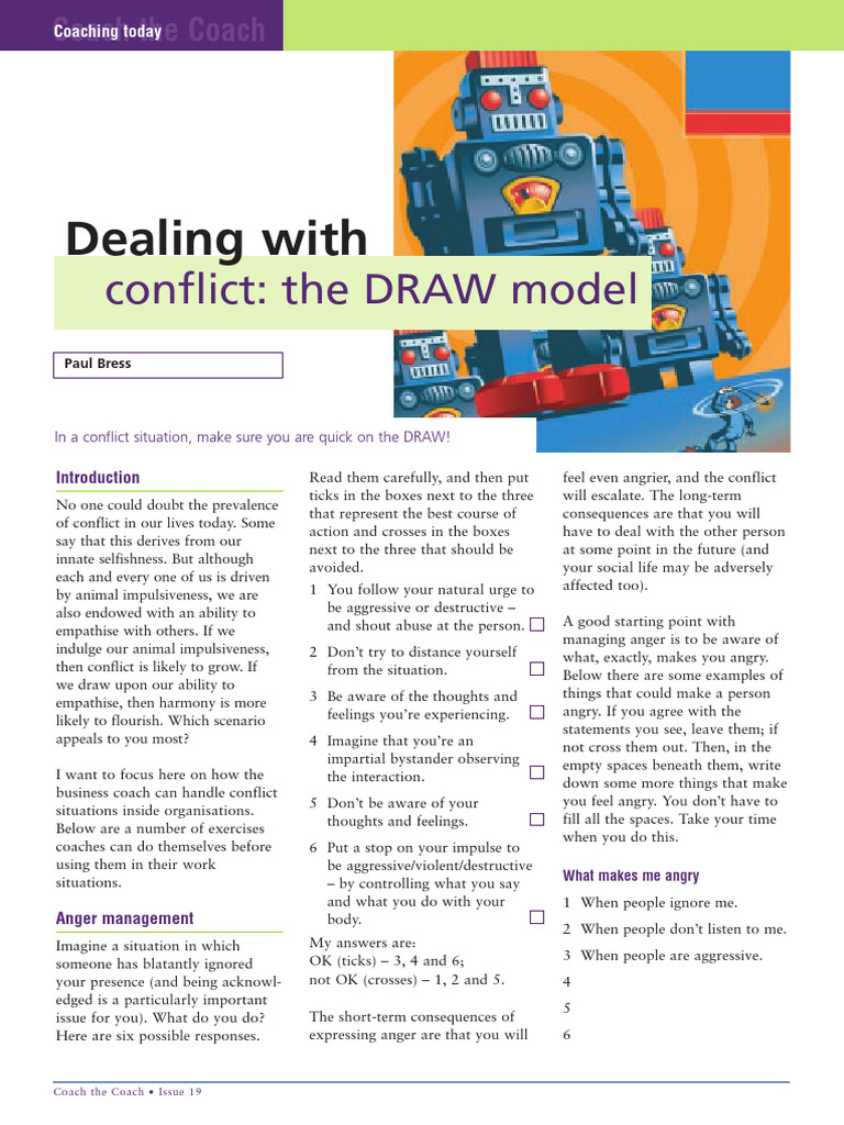 Coaching Dealing With Conflict DRAW Model Issue19 | PDF | Anger | Thought