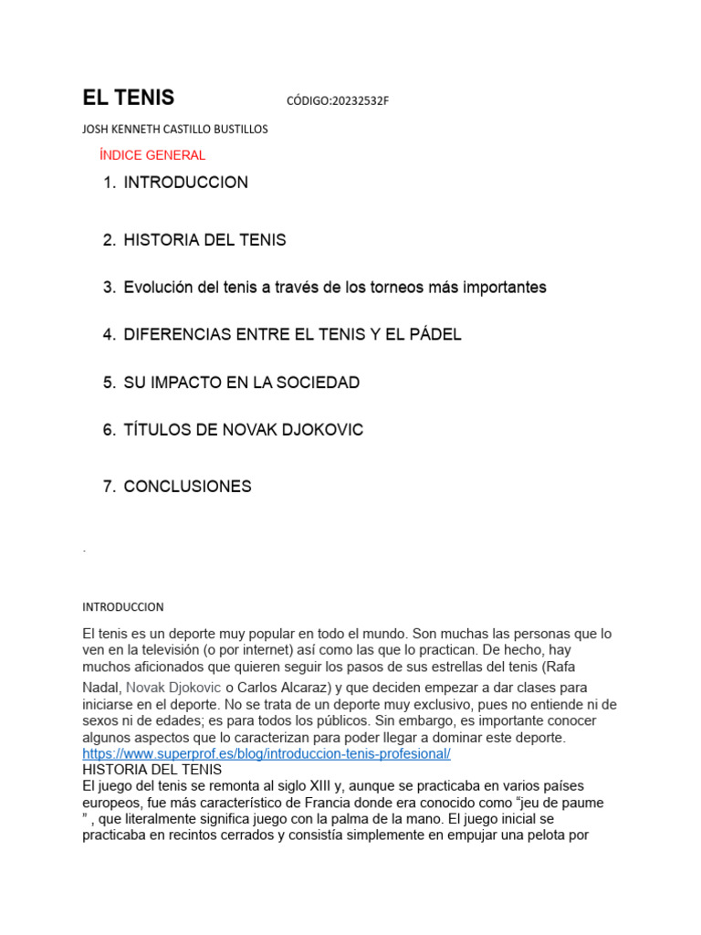 Parrafos Tenis | PDF