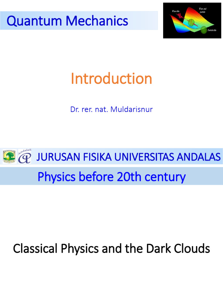 Lecture 1 Qm Intro Pdf 