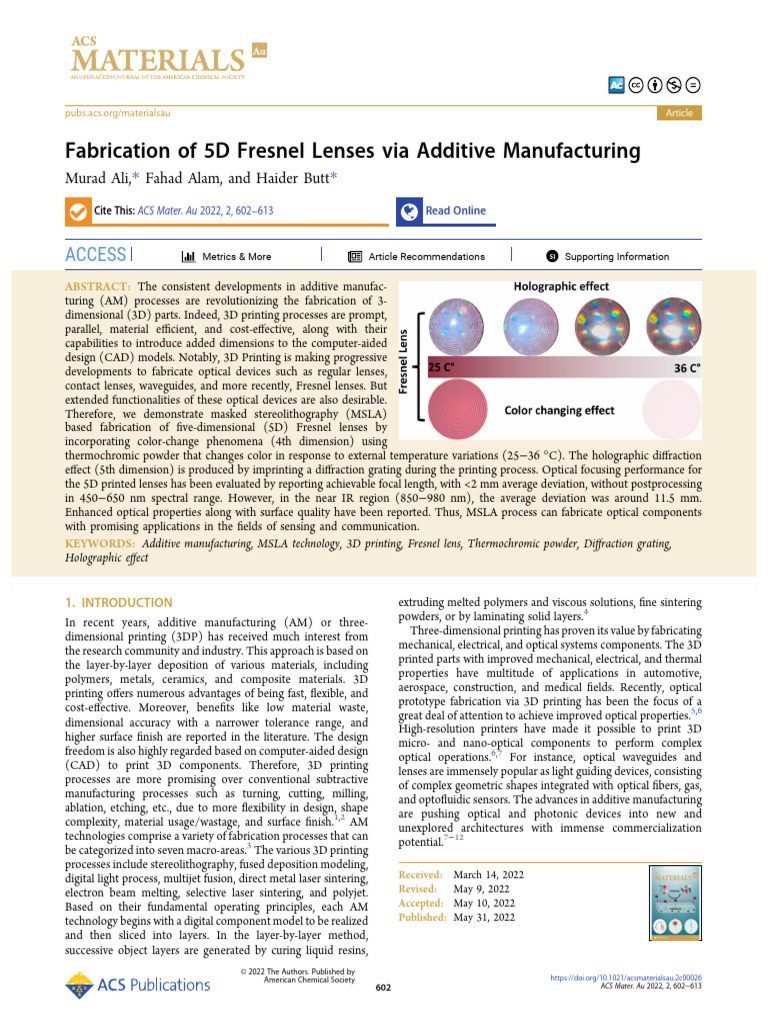 Printing A 5D Fresnel Lens | PDF | Technology & Engineering