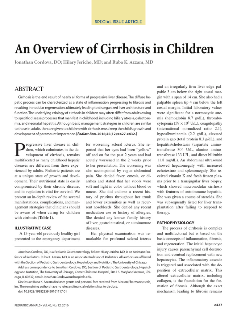An Overview of Cirrhosis in Children | PDF | Cirrhosis | Liver