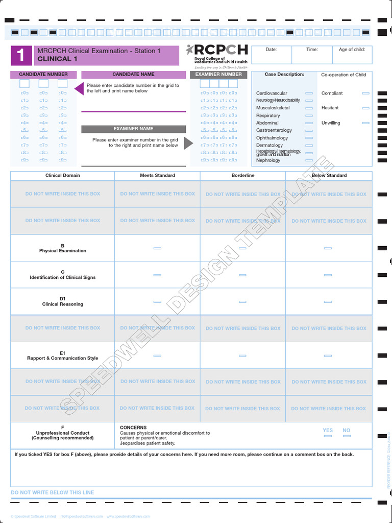 MRCPCH Clinical Exam Marksheet Proofs. July 2019 Combined 0 | PDF ...