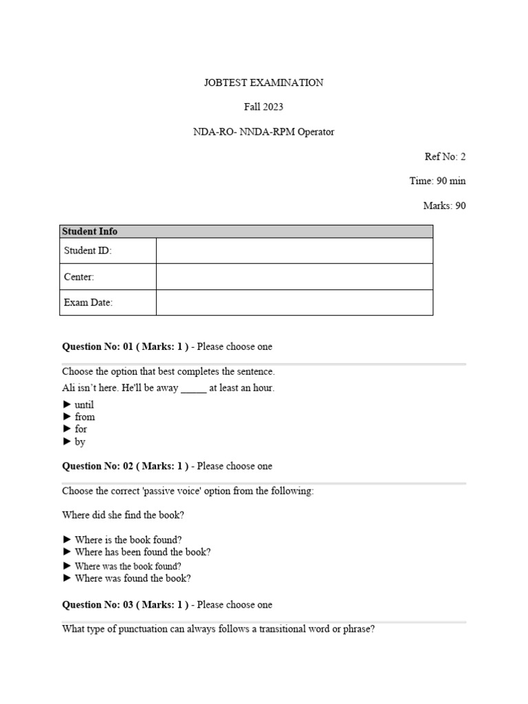 NNDA RO Sample 2 | PDF | Physical Sciences | Chemistry