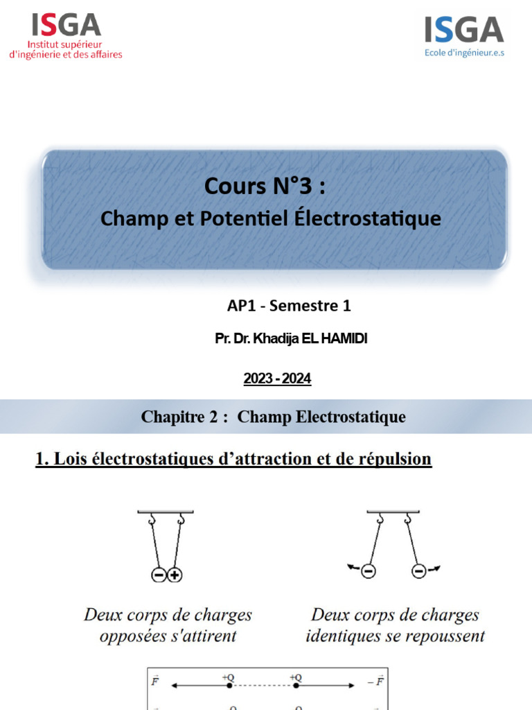 Cours-Electricité - (AP1) - S1 - Champ Et Potentiel | PDF
