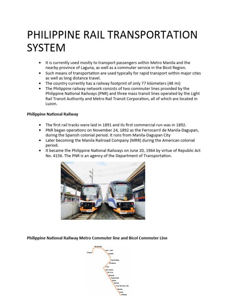 Philippine Rail Transportation System | PDF