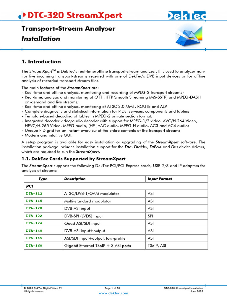 DTC-320 StreamXpert Installation | PDF | Codec | Streaming Media