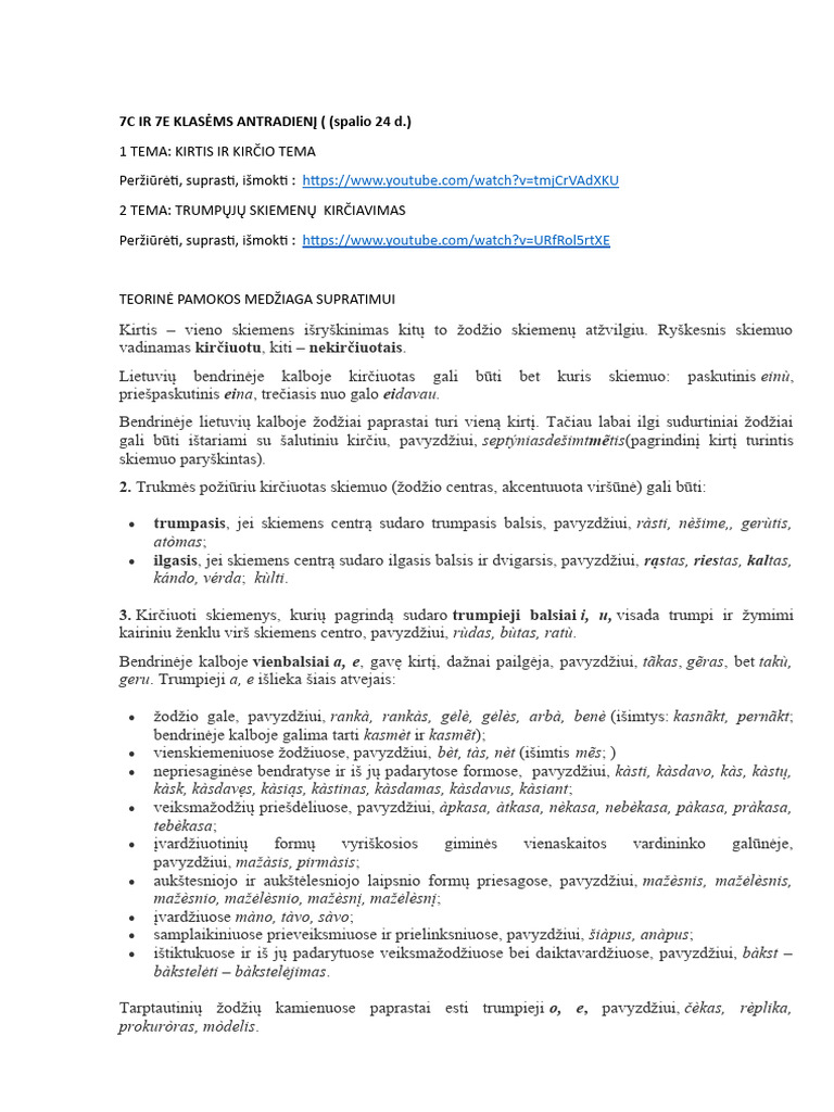 7c Ir 7e Klasei Antradieni | PDF