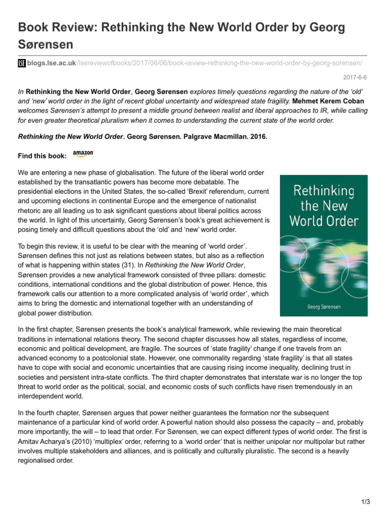 Blogs - Lse.ac - Uk-Book Review Rethinking The New World Order by Georg ...