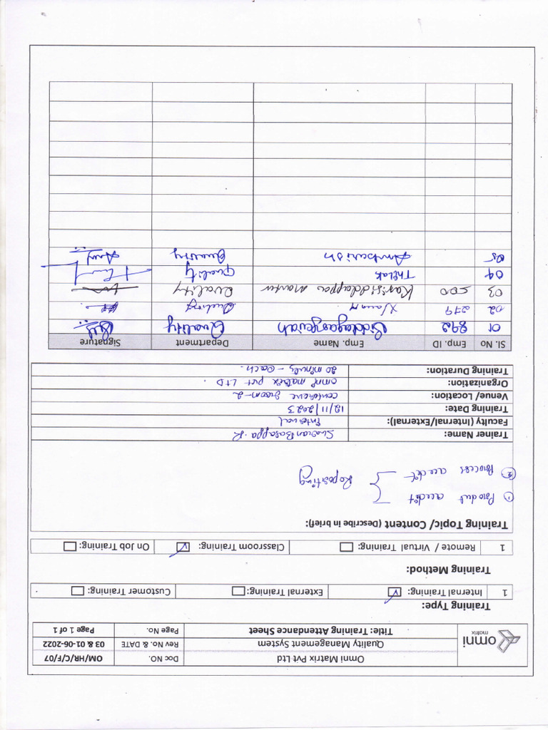 Training Attendance | PDF