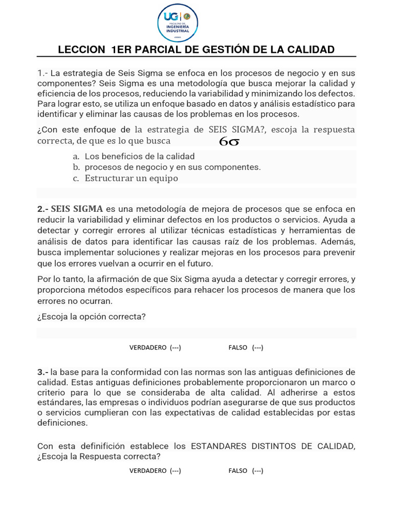Lección de SIX SIGMA - 2 | PDF | Six Sigma | Procesos de negocio