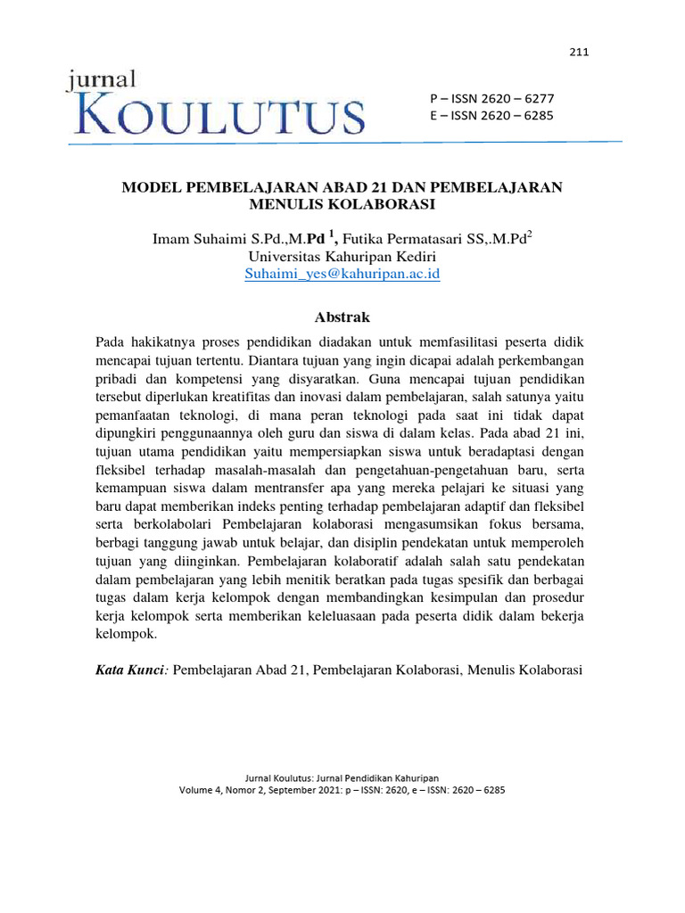 Model Pembelajaran Abad 21 | PDF