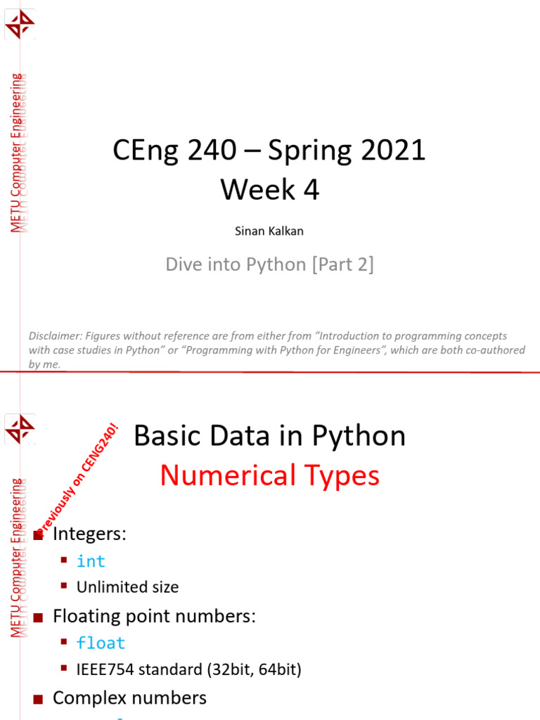 CENG240-2021 Week4 Dive Into Python Part 2 | PDF