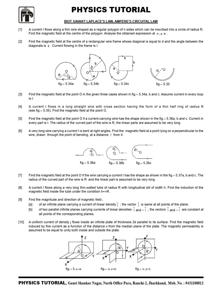 Assignment- BSL law and Ampere's Law | PDF