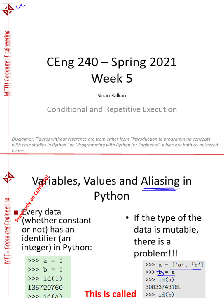 CENG240-2021 Week5 Conditional and Repetitive Execution | PDF | Python ...