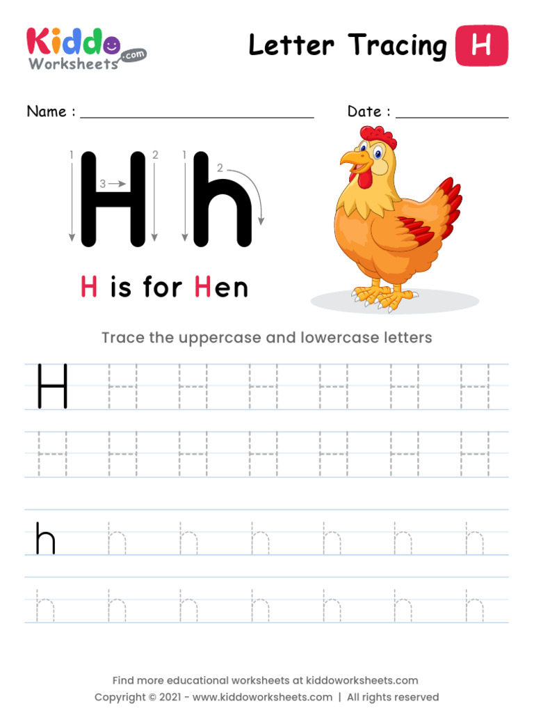 Letter H Tracing Worksheet | PDF