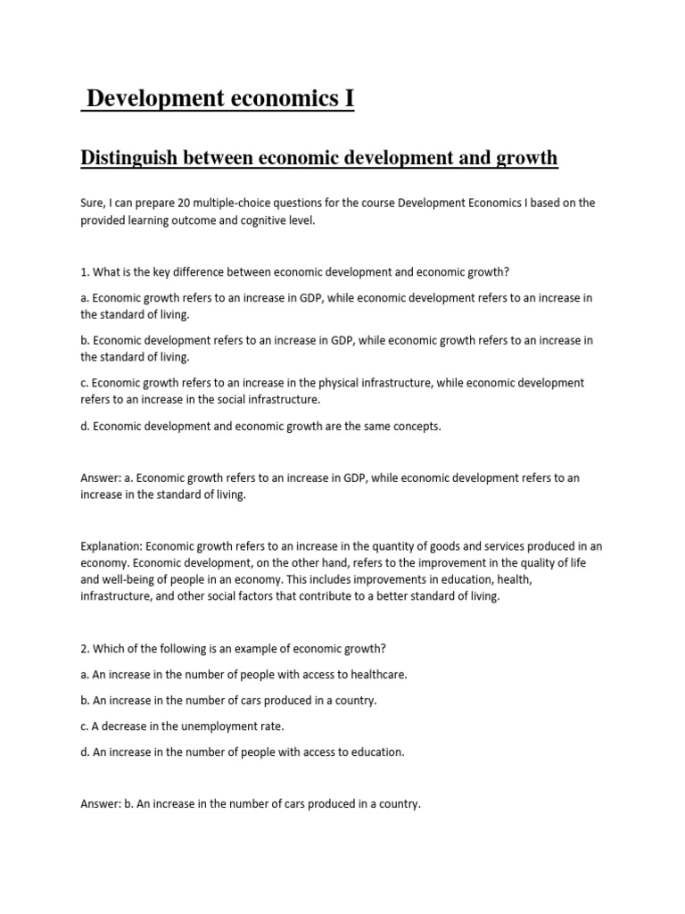 Economic Development vs. Growth Explained | PDF | Economic Growth | Poverty