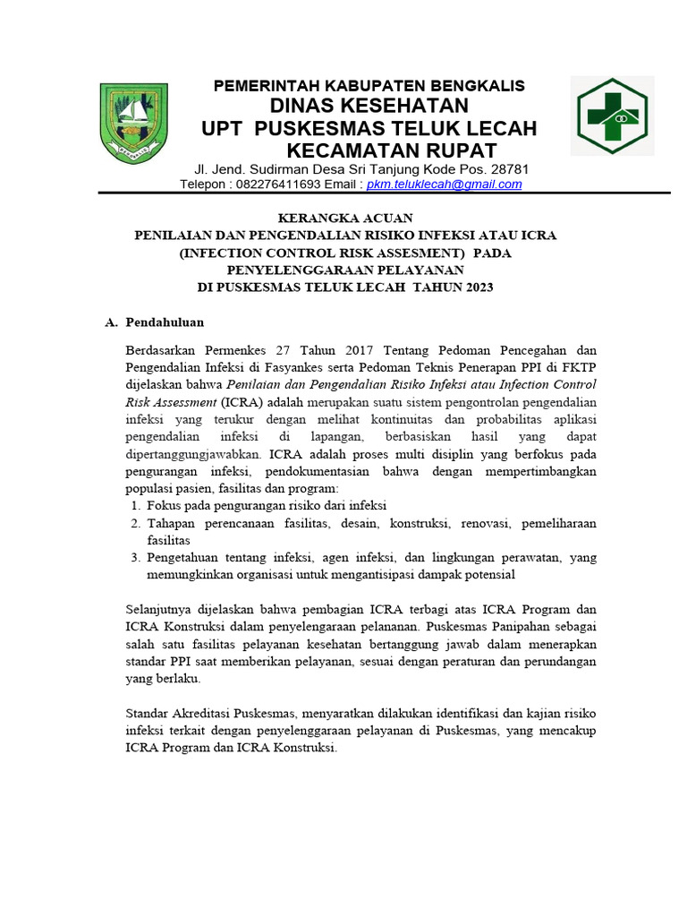 5522 KAK - ICRA - Program - Puskesmas | PDF