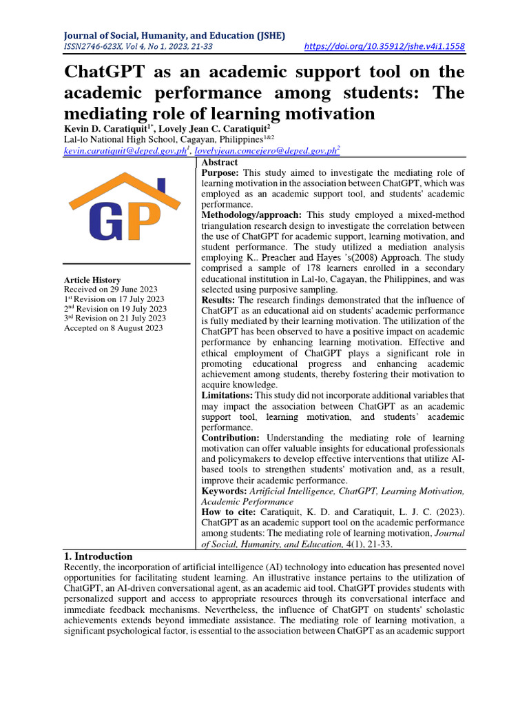 ChatGPT's Role in Enhancing Student Performance | PDF | Motivational ...