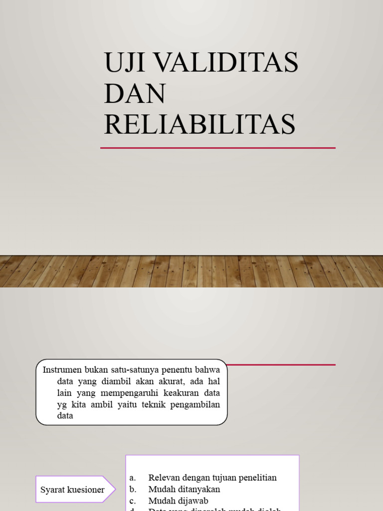 Uji Validitas Dan Reliabilitas | PDF