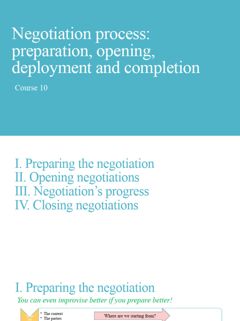 Curs 10 Negotiation Process - Preparation, Opening, Deployment and ...