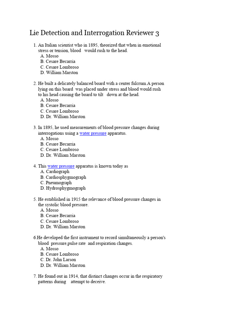 Lie Detection and Interrogation Reviewer 3 | PDF