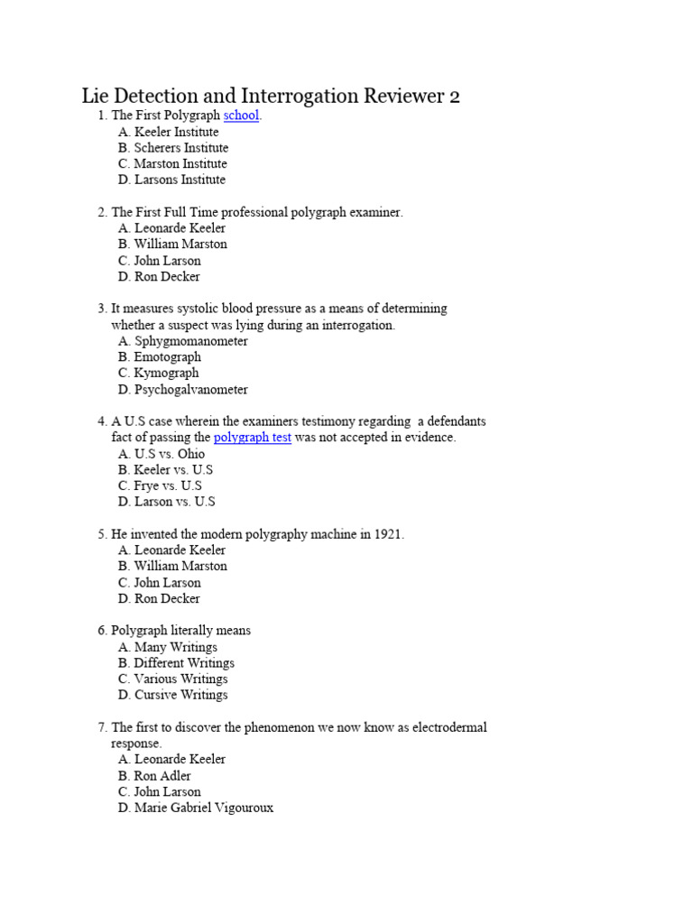 Lie_Detection_and_Interrogation_Reviewer_2 | PDF | Polygraph