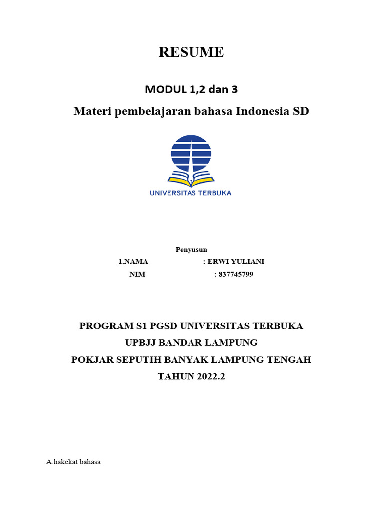 Resume Modul 1,2dan 3 pdgk4504 | PDF