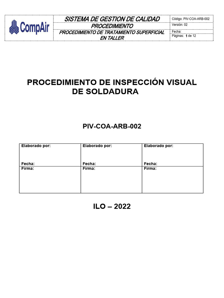 Inspección Visual de Soldaduras en Taller | PDF | Soldadura | Construcción