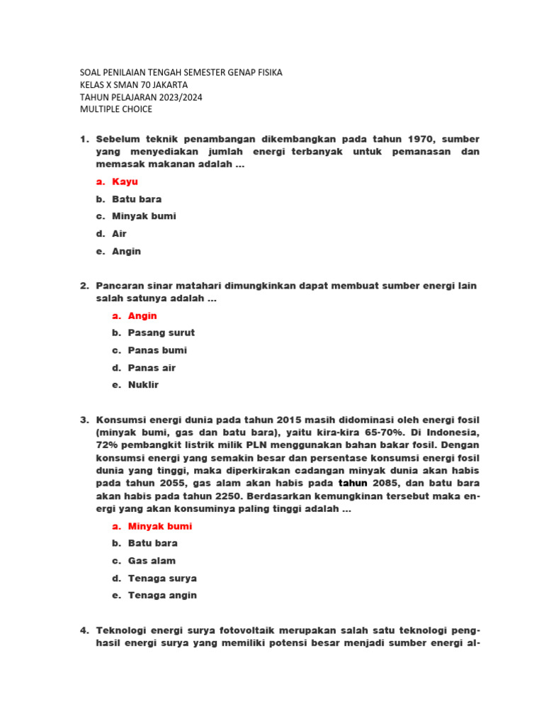 Soal Pts Fisika Kelas X | PDF | Sains & Matematika