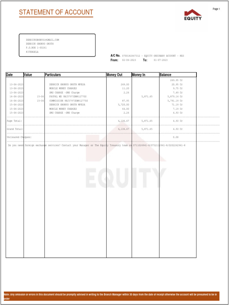 Equity Account Statement Summary | PDF | Trade | Market (Economics)