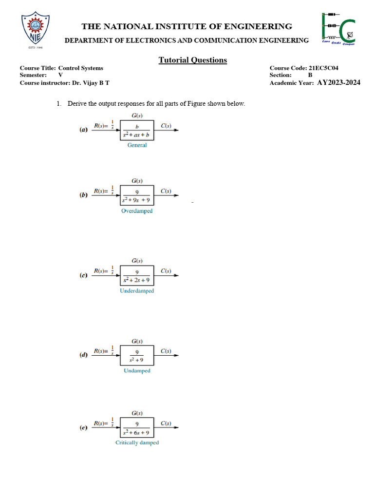 Tutorials Questions - Set 1 - M2 | PDF | Teaching Methods & Materials | Science & Mathematics