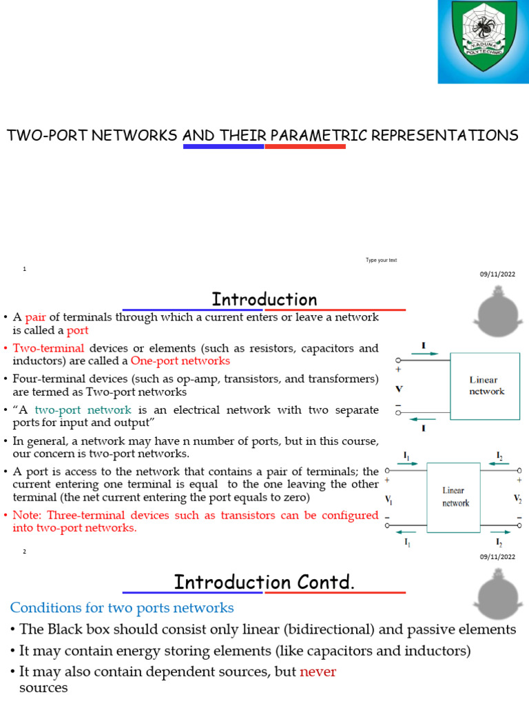 Lecture 3 Two Port Networks Edited | PDF Lecture 3 Two Port Networks Edited | PDF