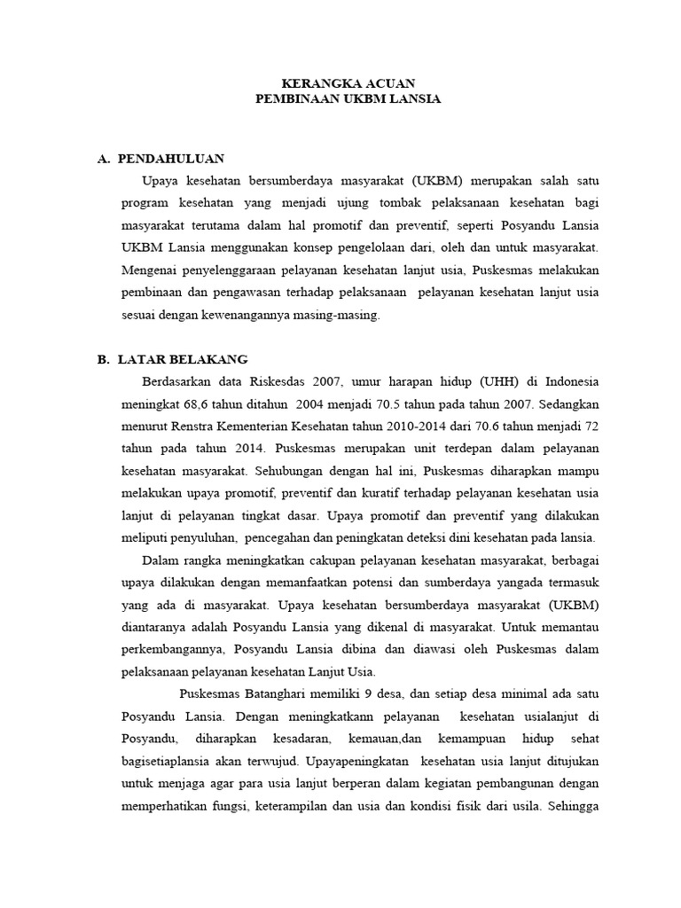 KAK UKBM LANSIA 2023 | PDF