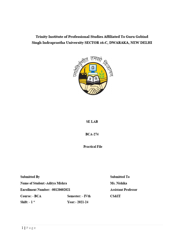 SE - Lab Aditya Mishra | PDF