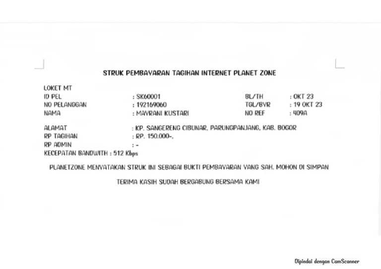 Struk Pembayaran Internet | PDF