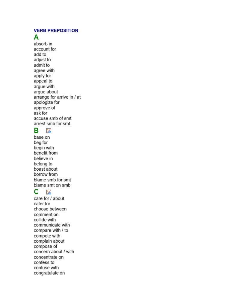 Verb Preposition | PDF