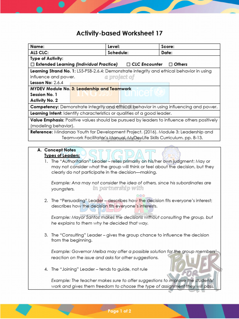 Worksheet 17 - GenEd | PDF