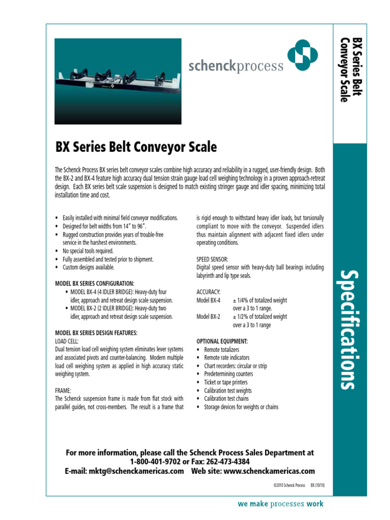 BX Series Belt Conveyor Scale Specs | PDF | Weighing Scale | Mechanical ...