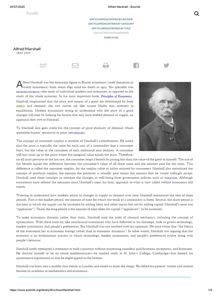 Alfred Marshall - Econlib | PDF