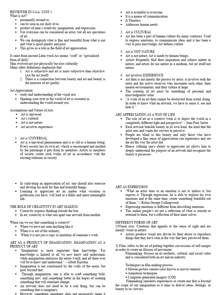 Reviewer in Caa Unit 1 | PDF