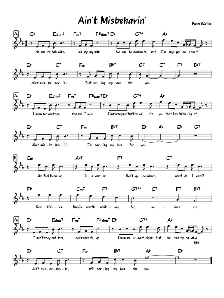 Aint Misbehavin in Eb | PDF