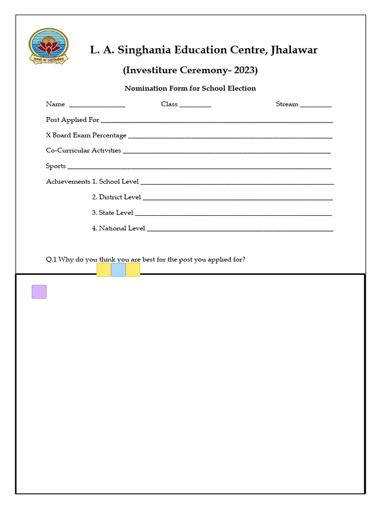 Investiture Ceremony 2023 Nomination Form | PDF