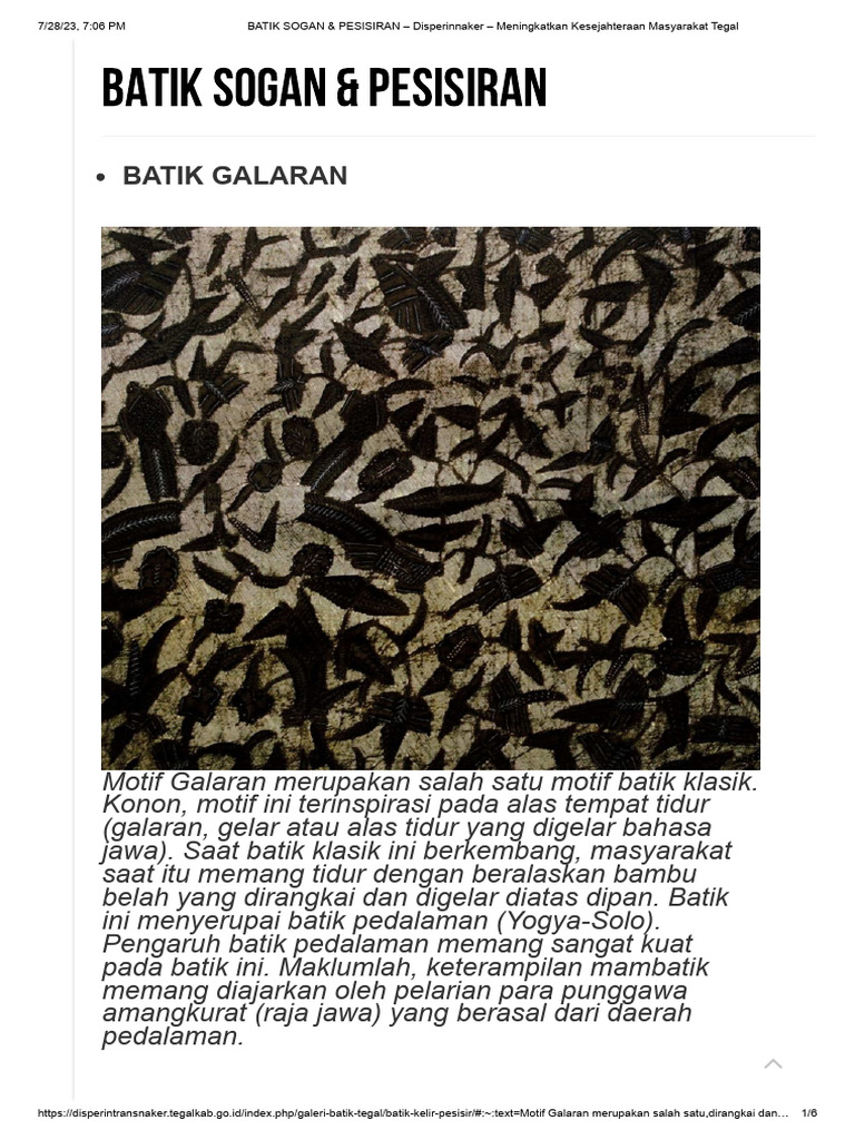 Batik Galaran - Disperinnaker - Meningkatkan Kesejahteraan Masyarakat ...