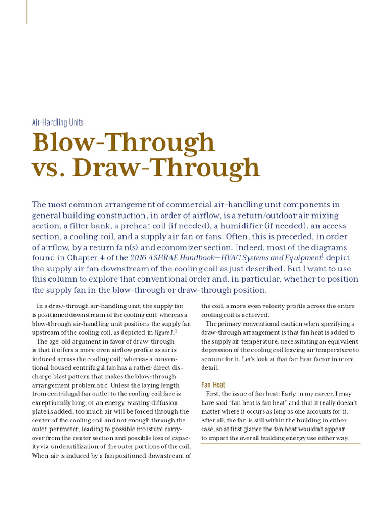 AHU Blow Through Vs Draw Through | PDF