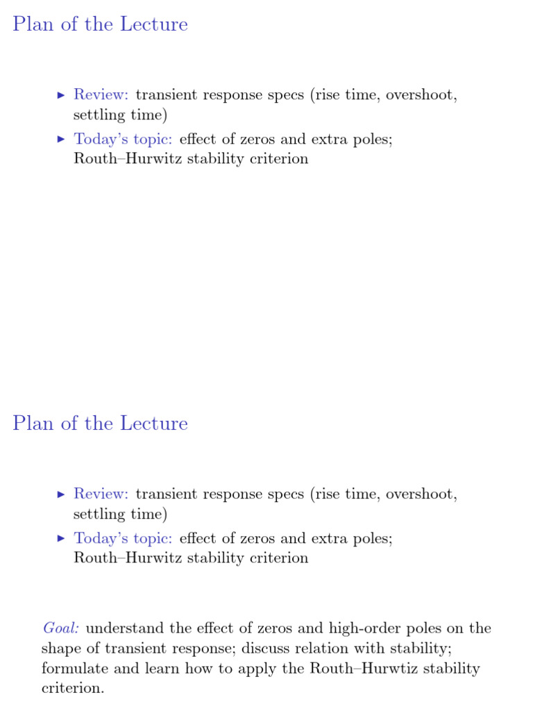 7 - Effect of Zeros, Extra Poles And. RH Stability | PDF