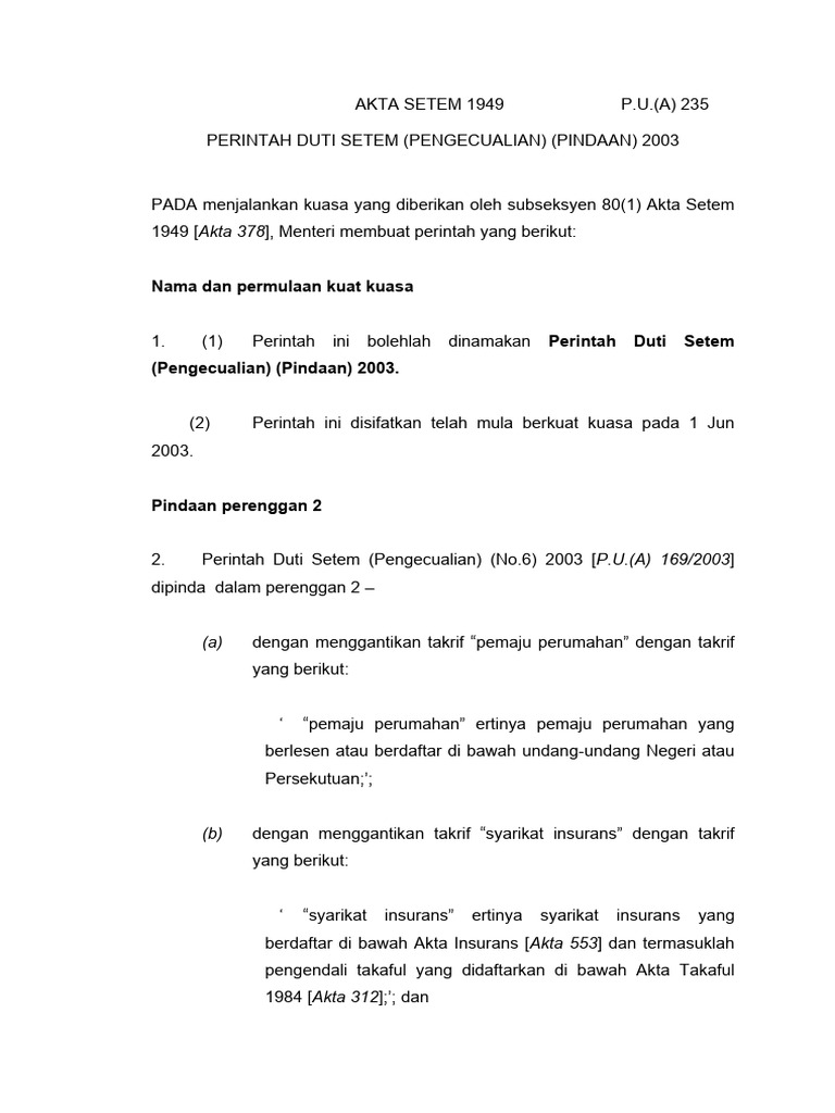 Perintah Duti Setem Pindaan2003 | PDF