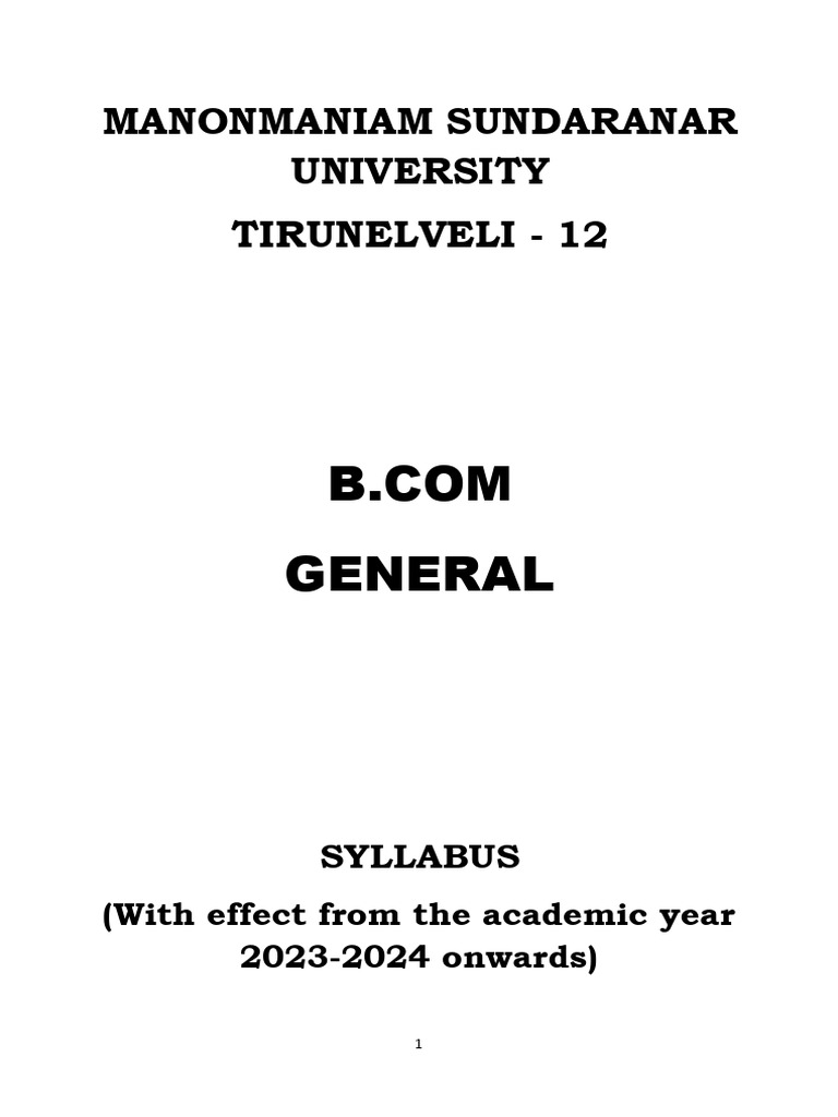 Syllabus BCom General | PDF