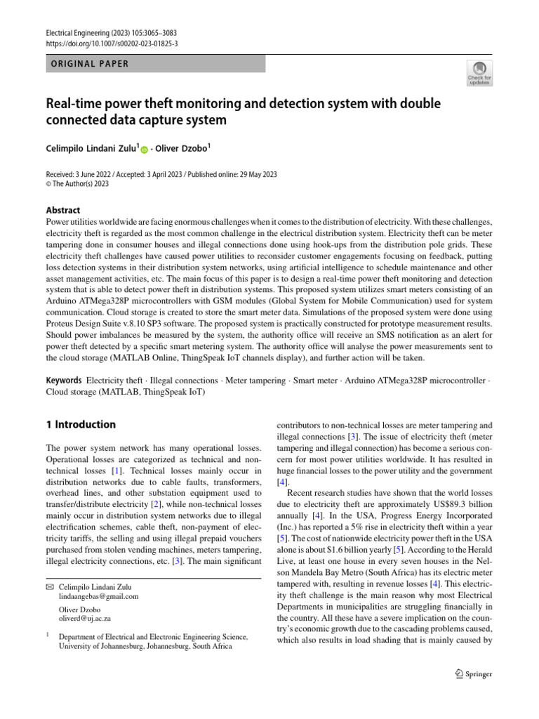 Real-Time Power Theft Monitoring and Detection System With Double ...