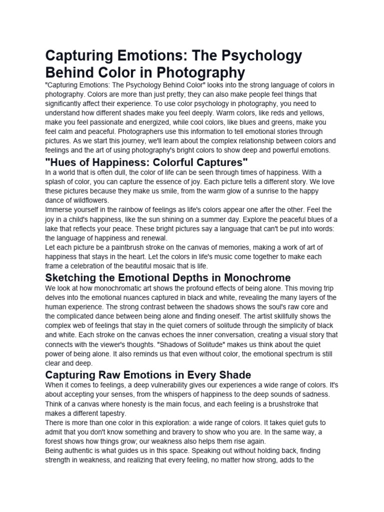 Capturing Emotions_ The Psychology Behind Color in Photography | PDF